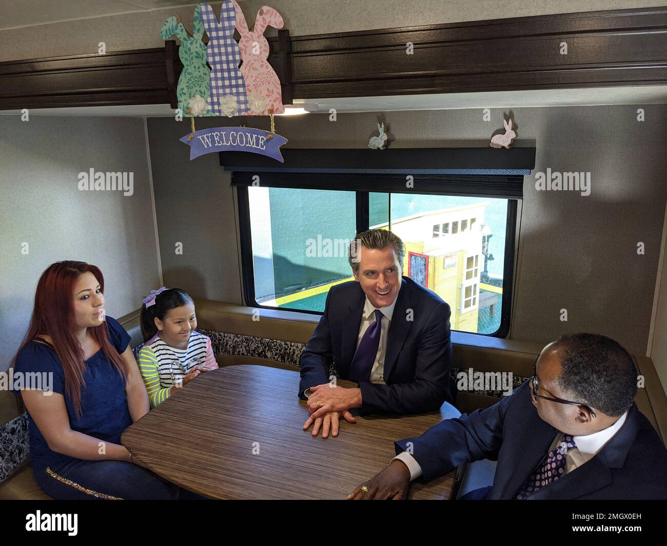 California Gov. Gavin Newsom, middle, with Los Angeles County ...