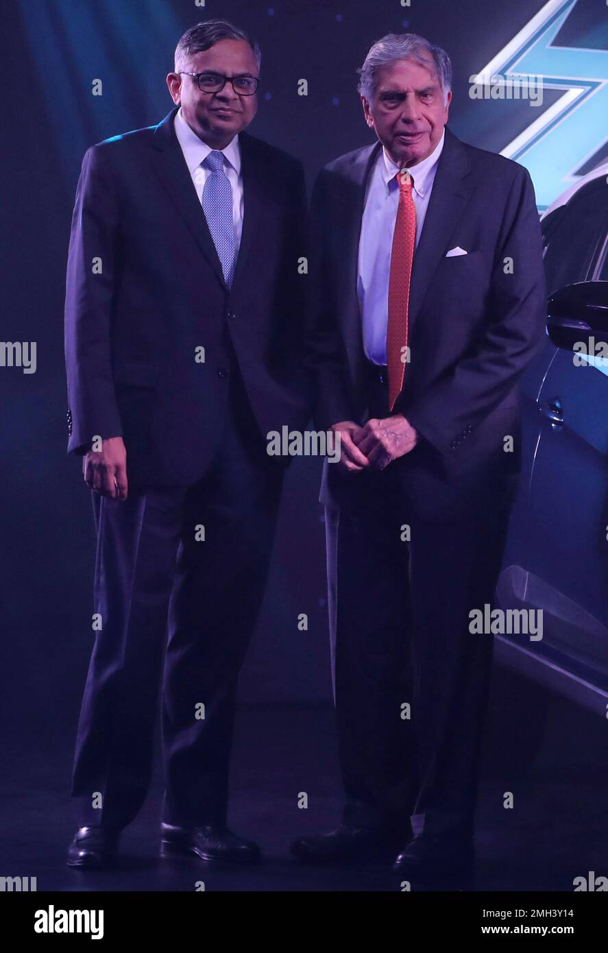 Tata Sons chairman Natarajan Chandrasekaran, left, and Tata group's ...