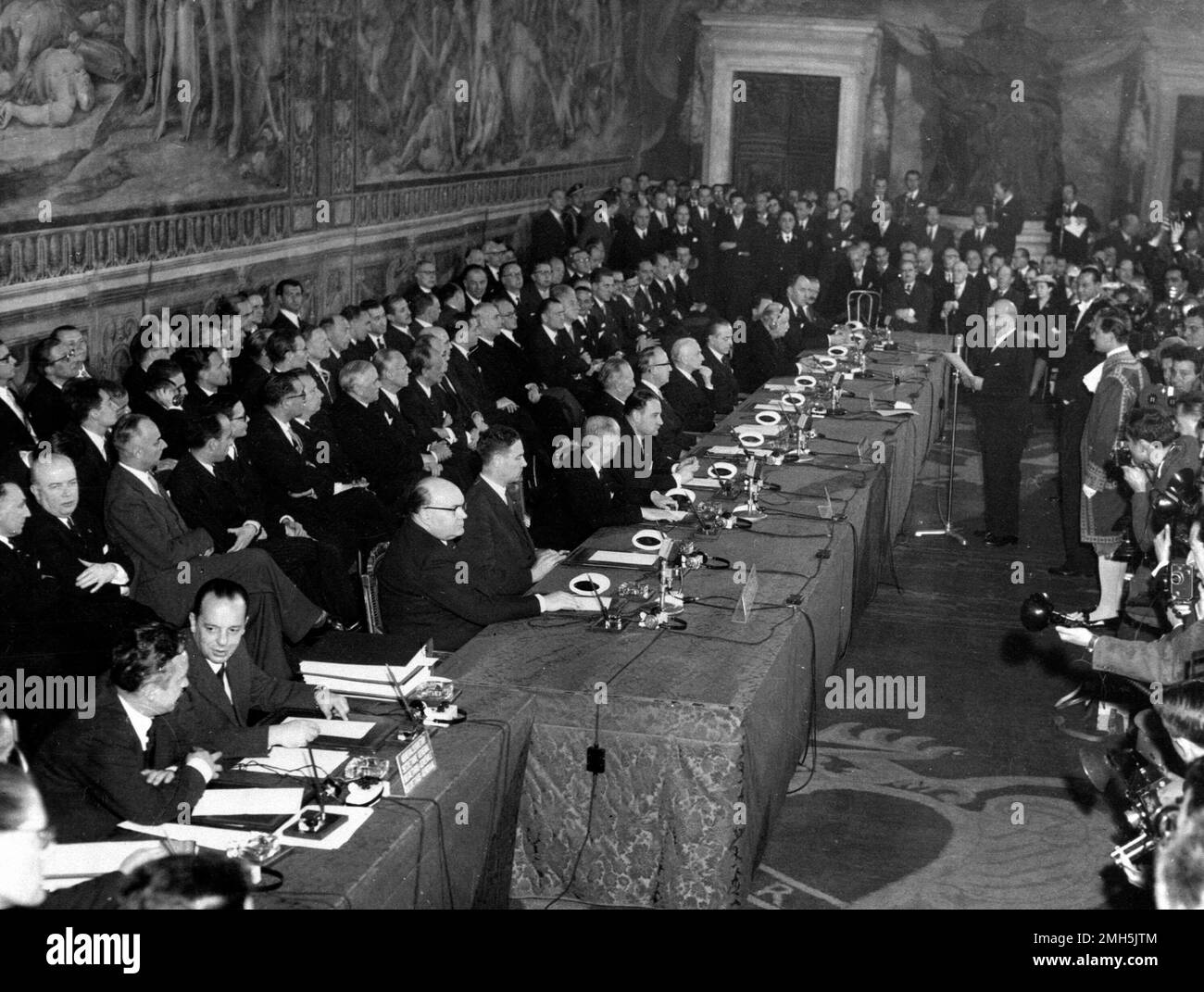 FILE - In this March 25, 1957 file photo, the delegates of six West ...