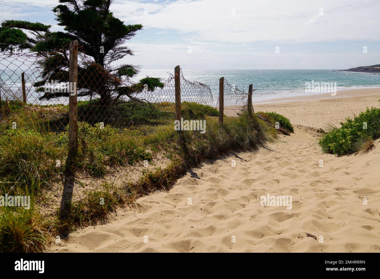 accès par chemin de sable à la côte de la mer française de la mer de ...