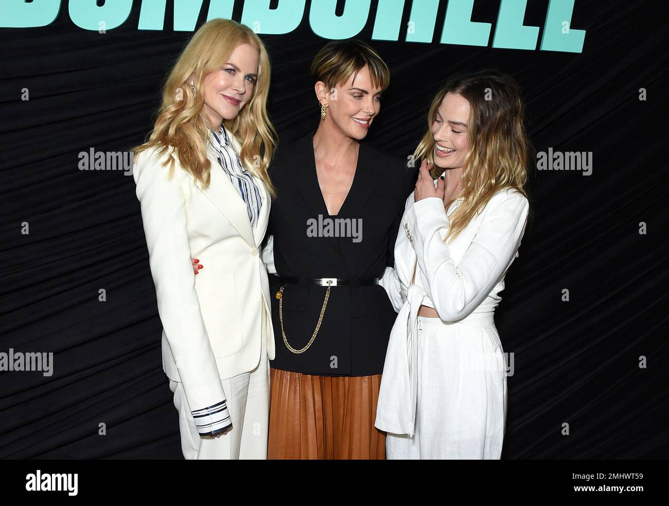 From left, cast members Nicole Kidman, who plays Gretchen Carlson ...