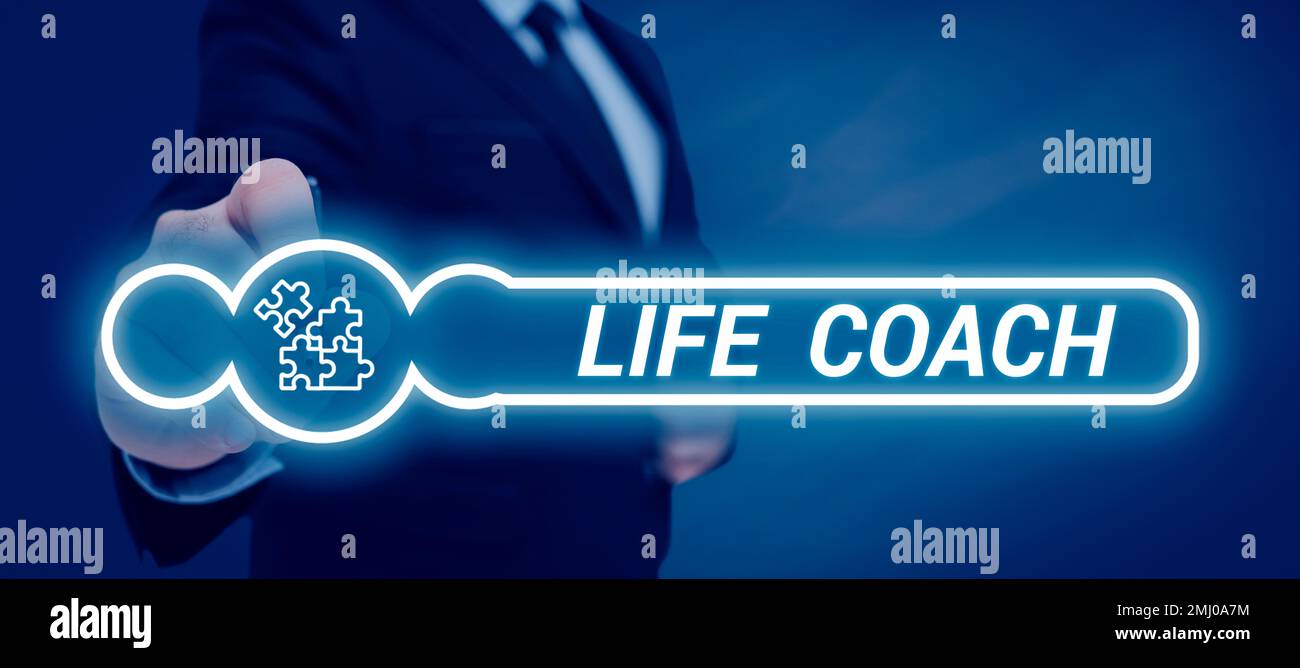 Affiche affichant Life Coach. Approche d'entreprise Personne qui ...