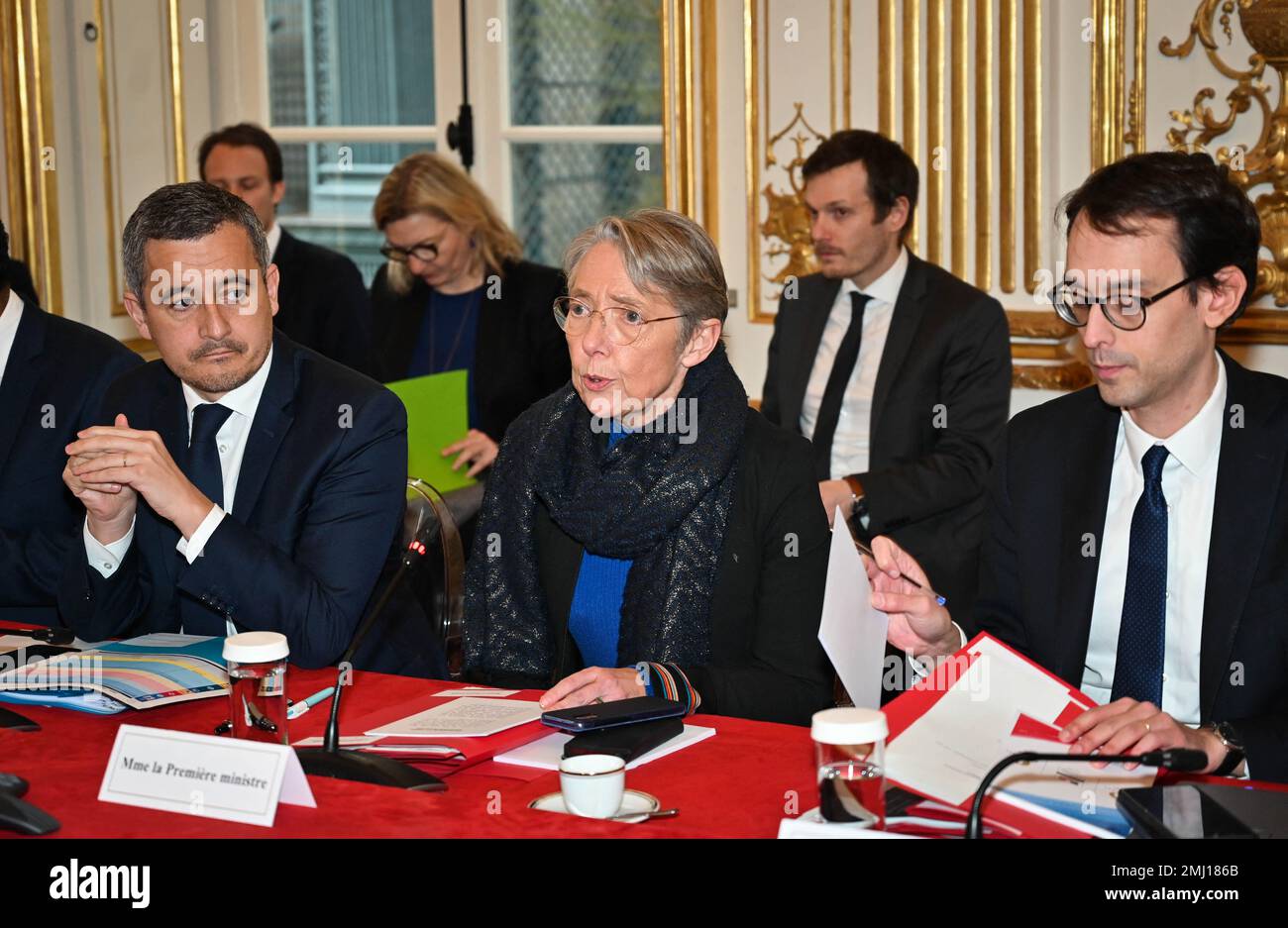 Elisabeth borne, Premier ministre et Gerald Darmanin, ministre de l ...