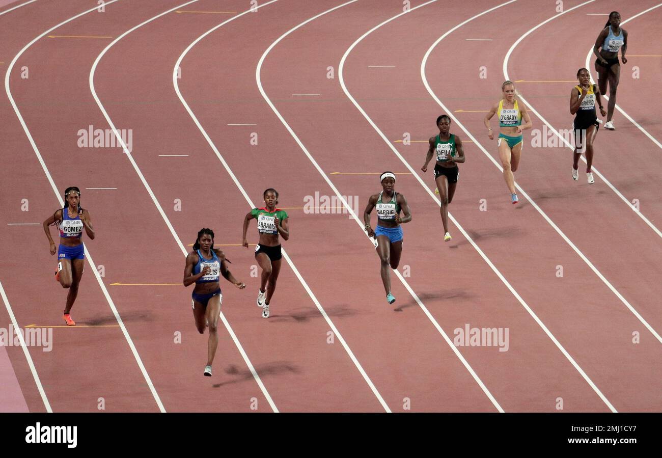 Athletes, from left, Roxana Gómez, of Cuba, Kendall Ellis, of the ...