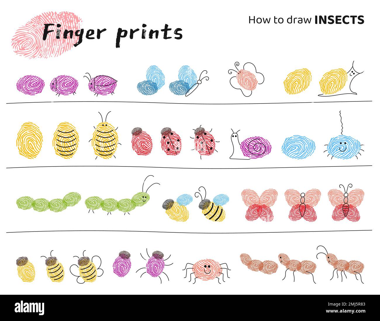 Empreintes digitales art. Tâche pour les enfants comment faire ...