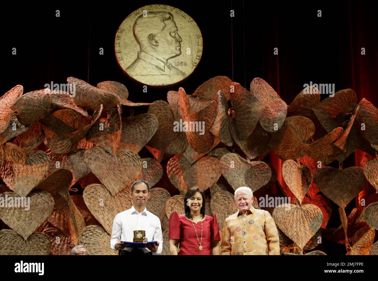 Philippine Vice President Leonor Robredo, center, and Ramon Magsaysay ...