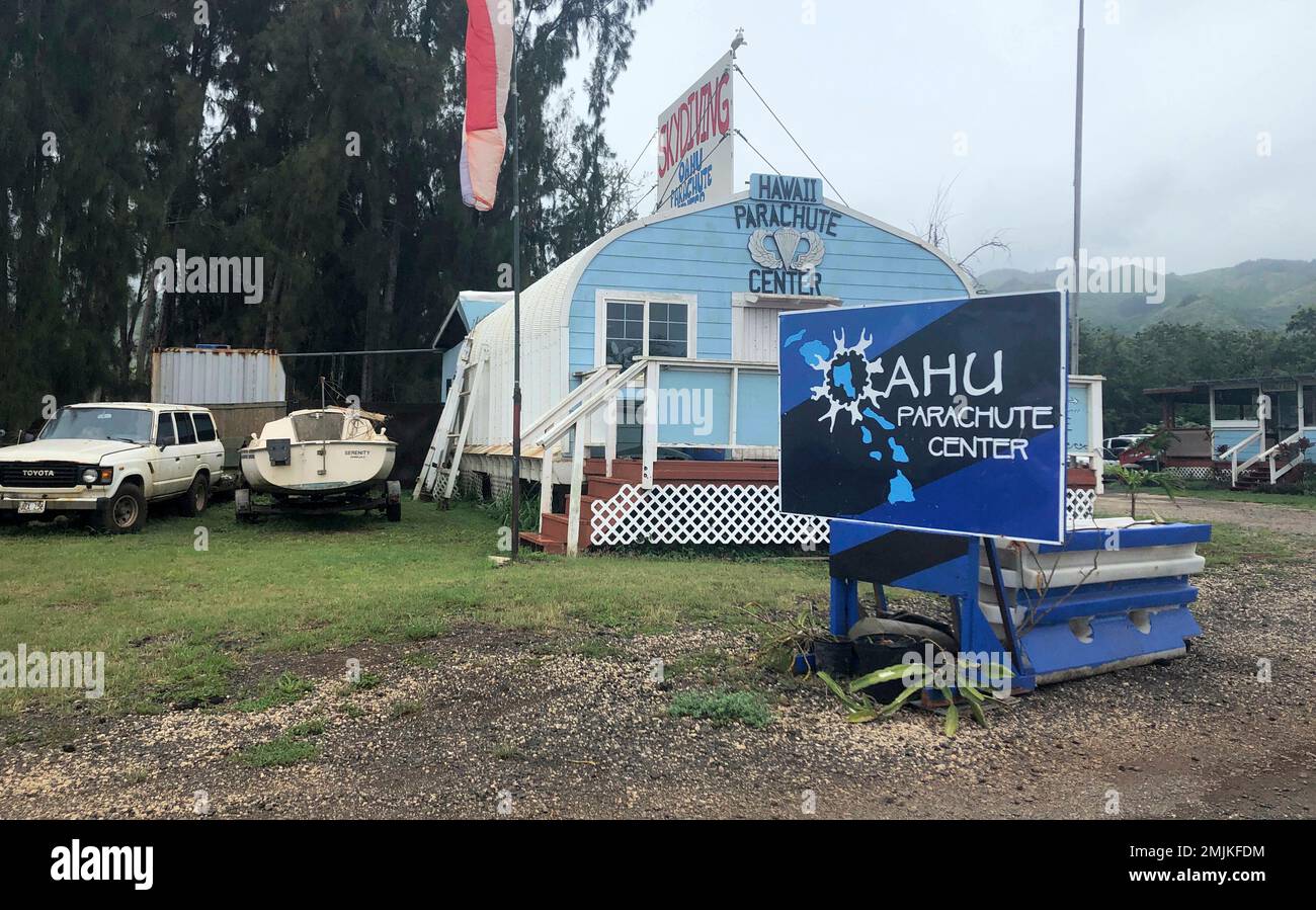 In this Friday, June 28, 2019 photo, the Oahu Parachute Center is shown ...