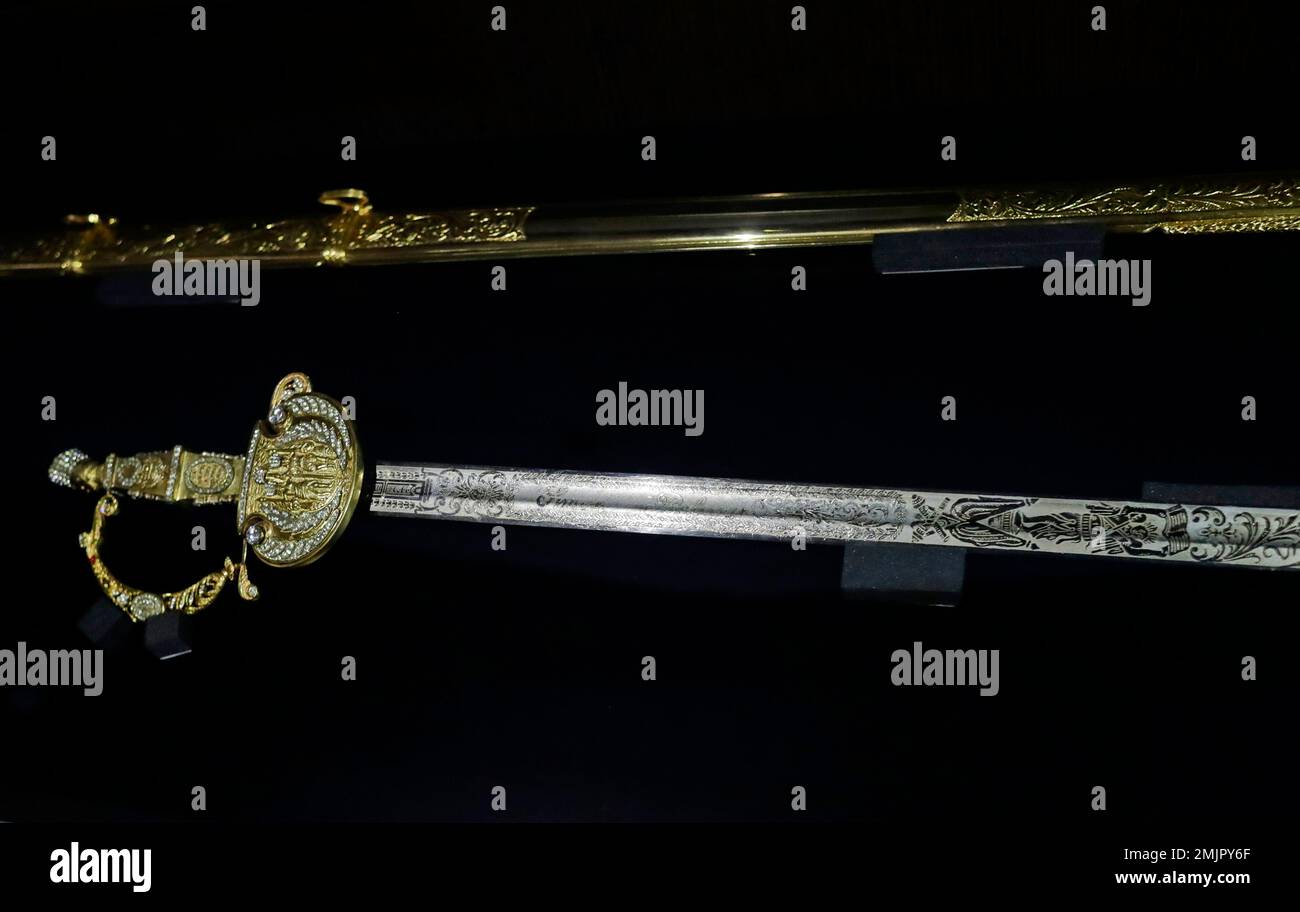 A replica of the sword used by Simon Bolivar, gifted to Panama by ...
