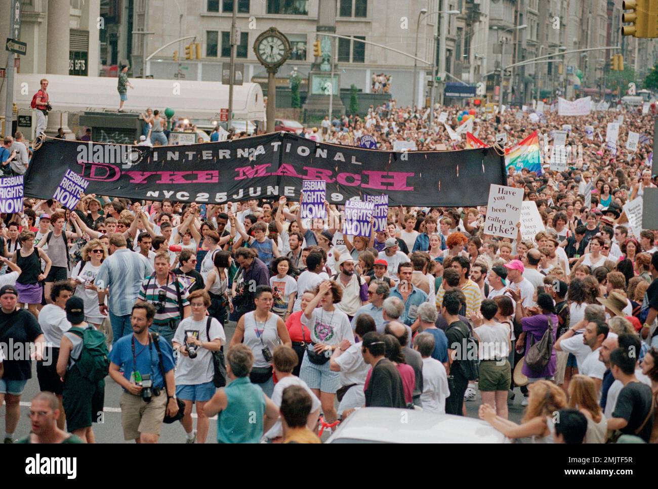 In this June 25, 1994 file photo, marchers make their way down New York's Fifth Avenue in the ...