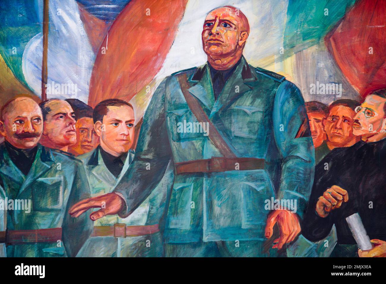A detail of the mural titled "Apotheosis of Fascism", by Luigi ...
