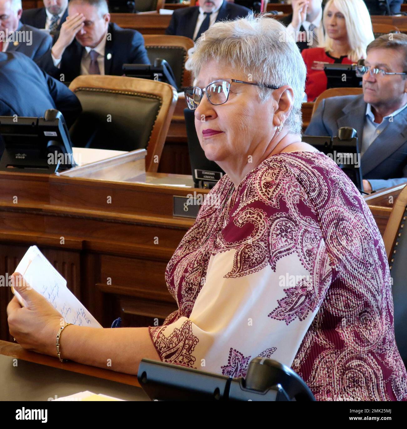 Kansas state Rep. Brenda Landwehr, R-Wichita, follows a debate on an ...