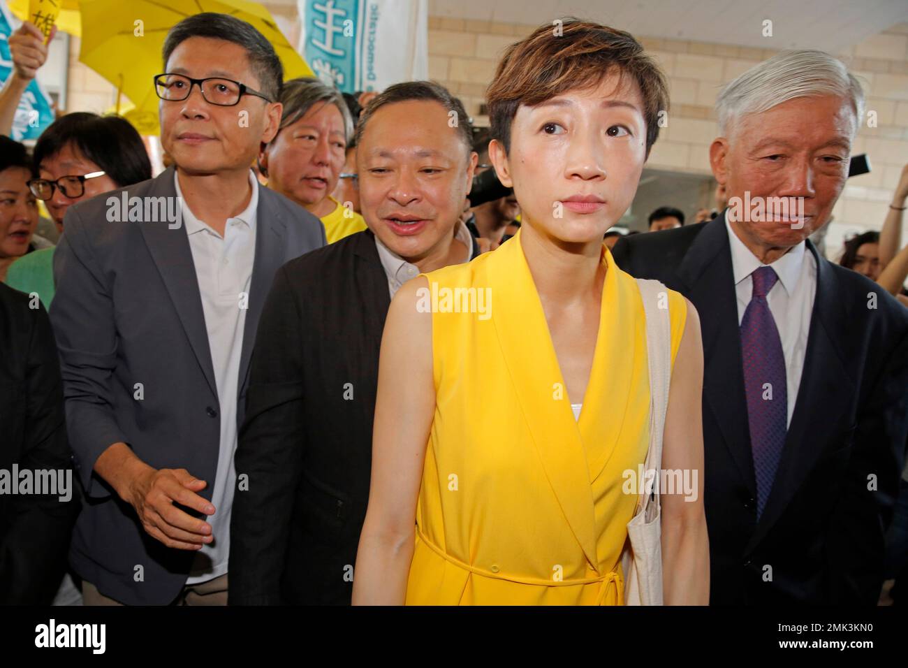 Occupy Central leaders, from left, Chan Kin-man, Benny Tai, Tanya Chan ...