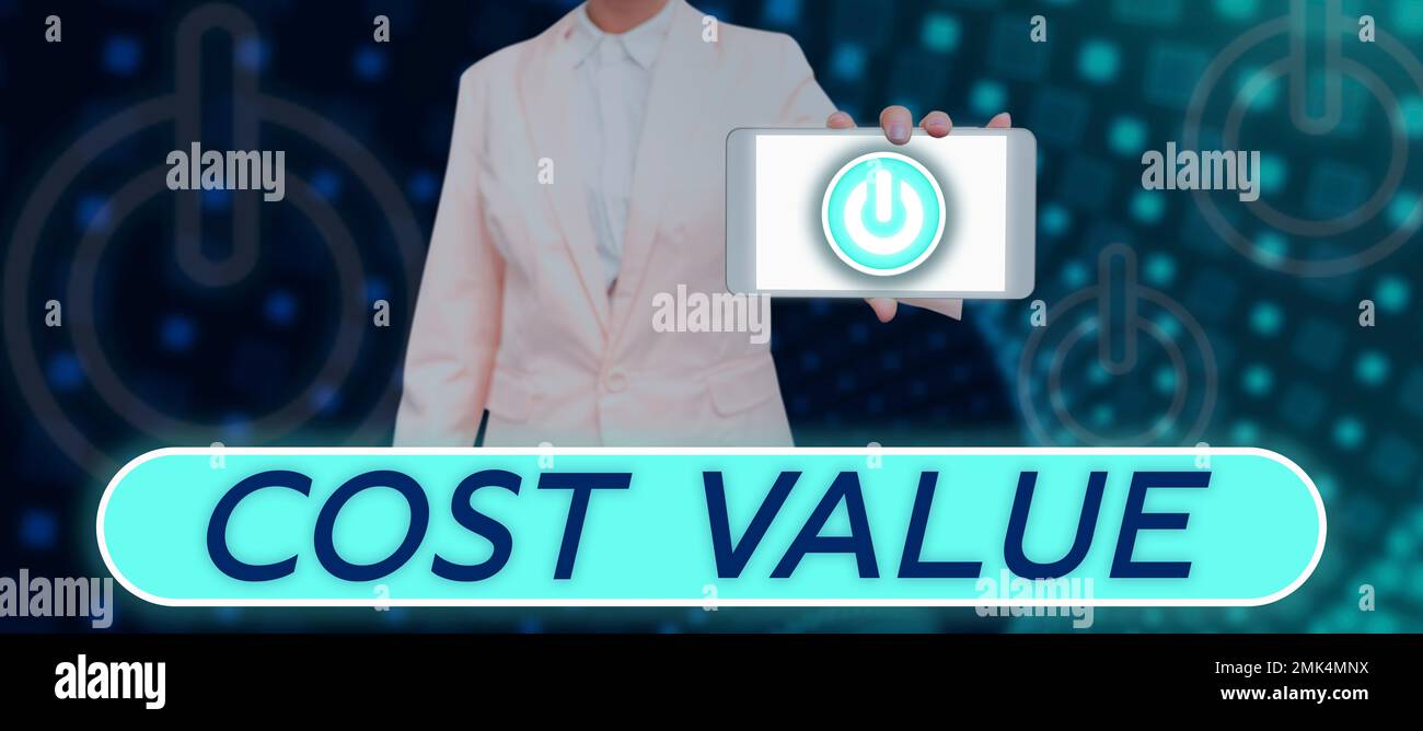 Symbole de texte indiquant la valeur du coût. Mot écrit sur le montant ...