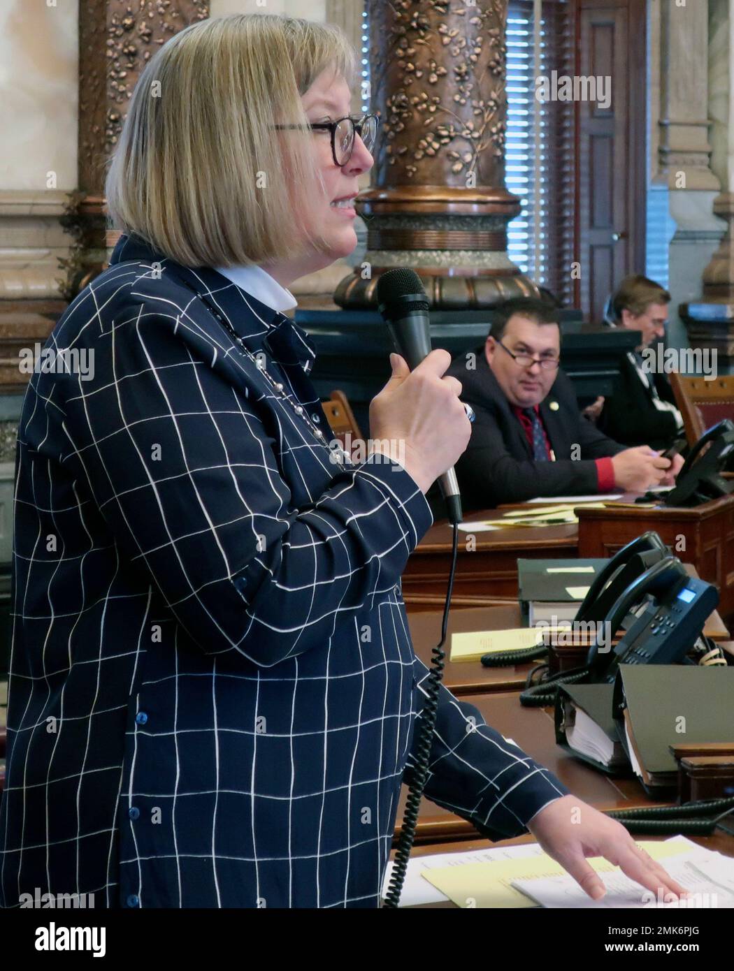 Kansas state Sen. Molly Baumgardner, R-Louisburg, speaks in favor of a ...