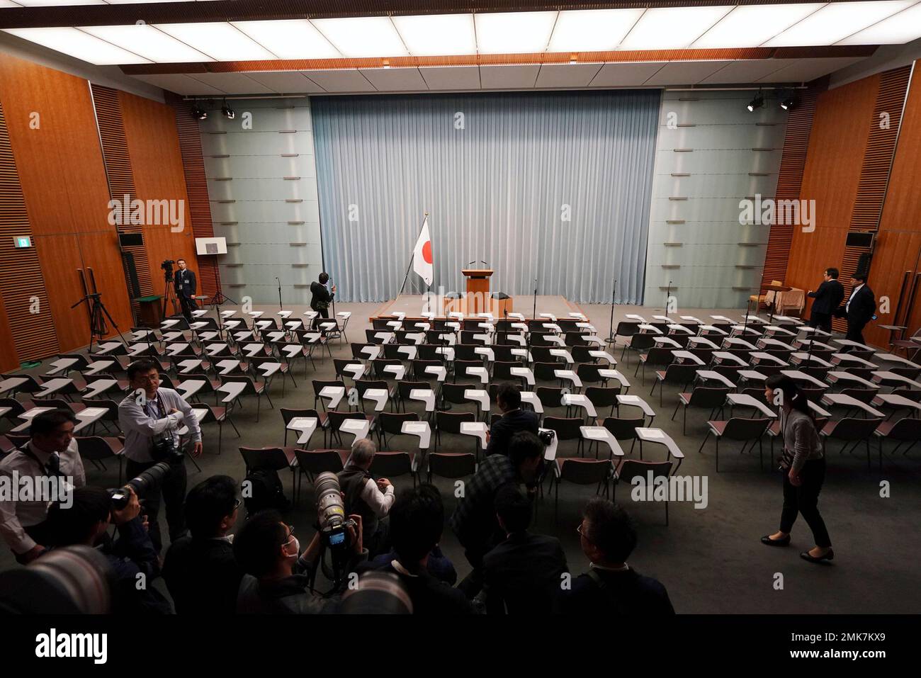 The press conference room where Japan's Chief Cabinet Secretary ...