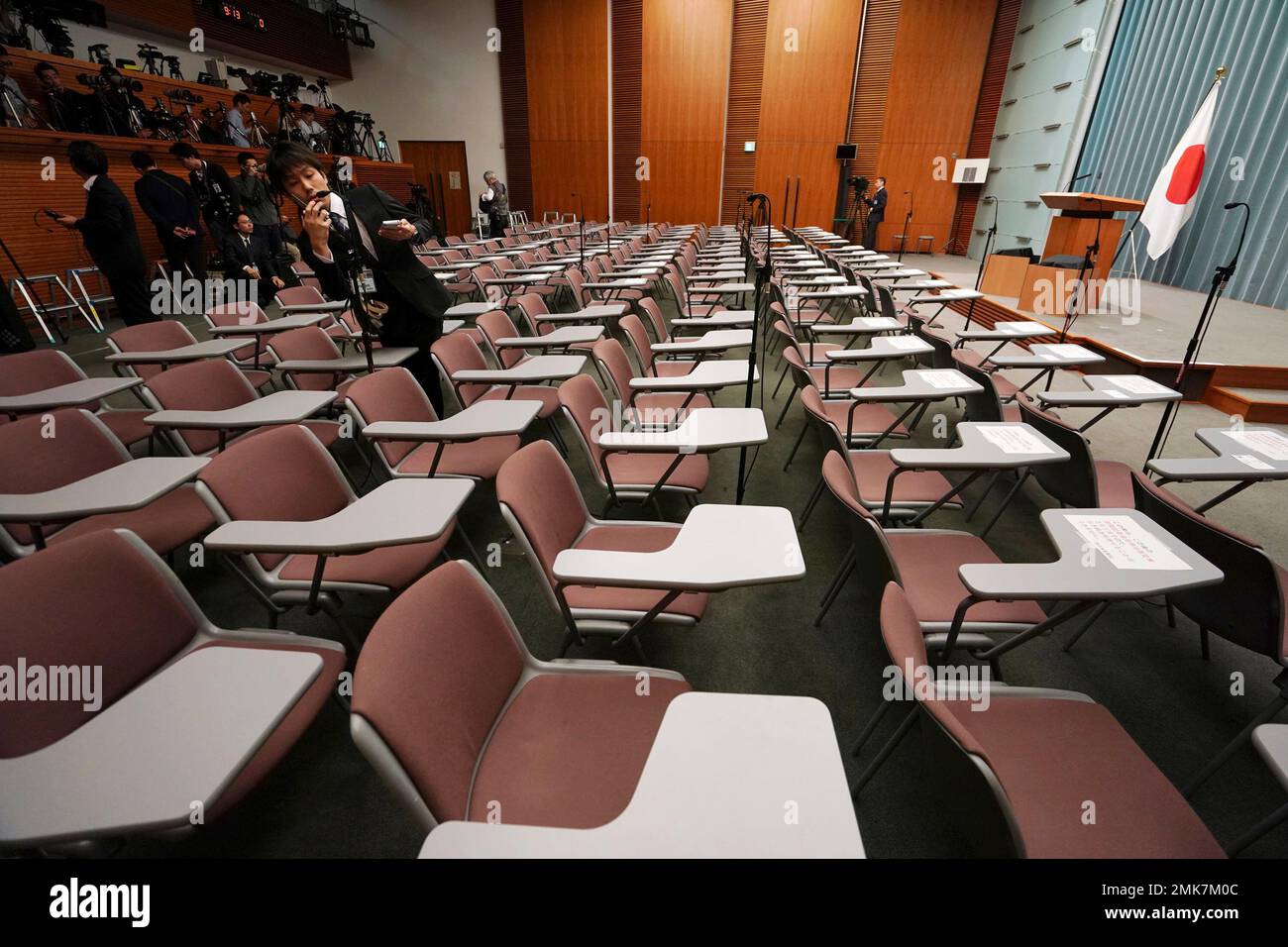 The press conference room where Japan's Chief Cabinet Secretary ...
