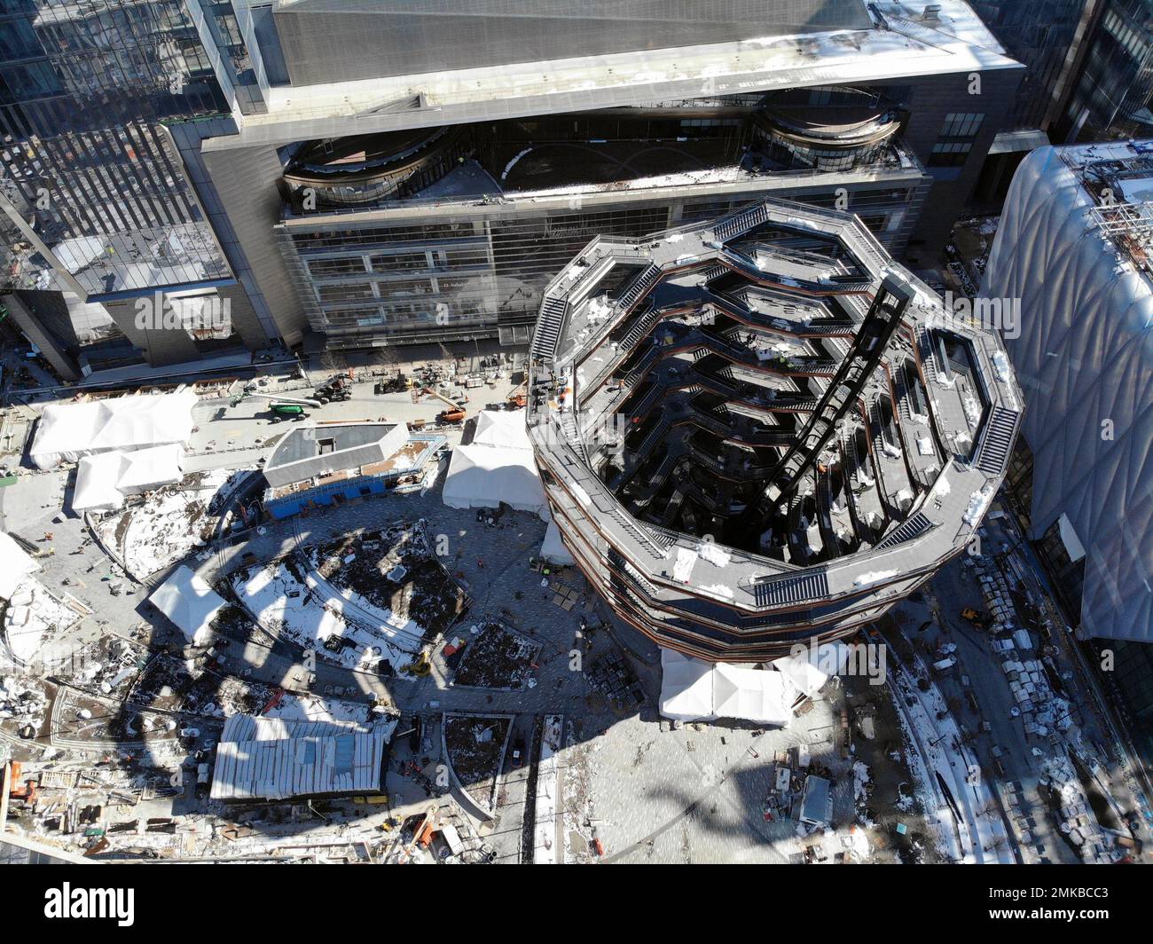 Drone photo shows Vessel, a 150 foot tall structure of climbable ...