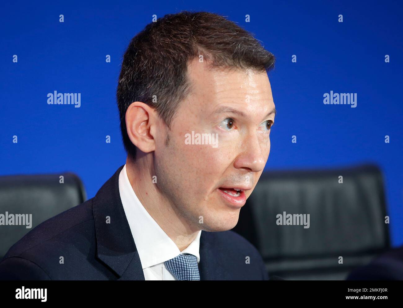 Air France KLM CEO Benjamin Smith smiles before presenting the company ...