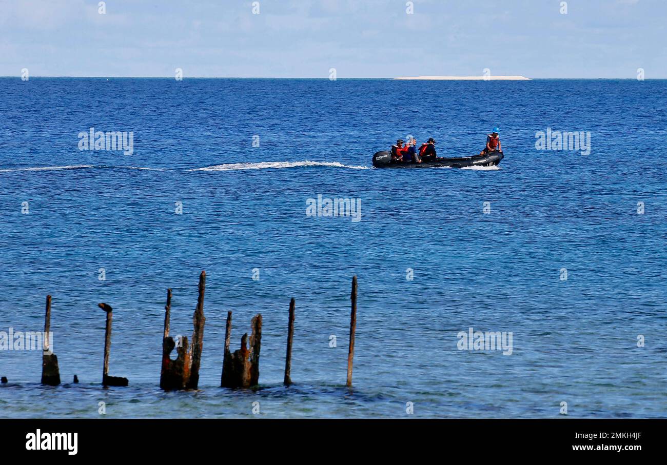 FILE - In this April 21, 2017, photo, engineers from NAMRIA, the ...
