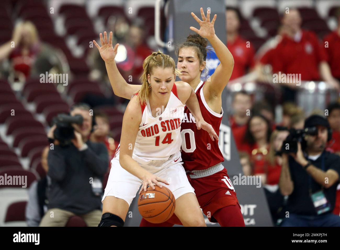 Ohio State forward Dorka Juhasz dribbles against Indiana Hoosiers ...