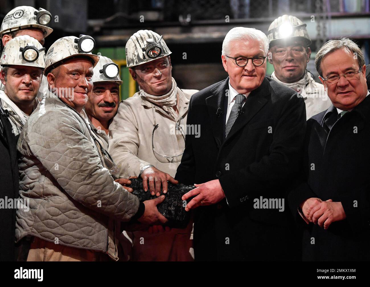 German President Frank-Walter Steinmeier, 3rd right, reveives a ...