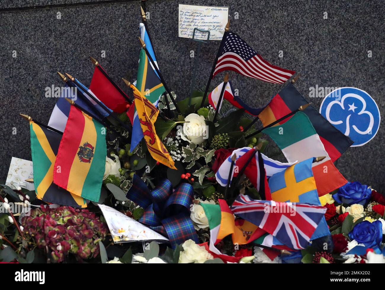 A general view of floral tributes which have been laid by the main ...