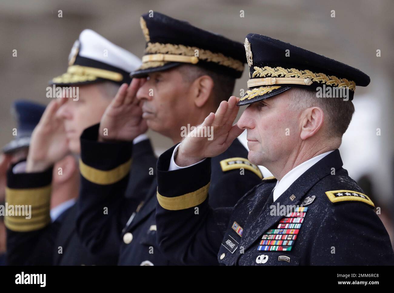 Incoming commander, Gen. Robert Abrams, right, salutes with Commander ...