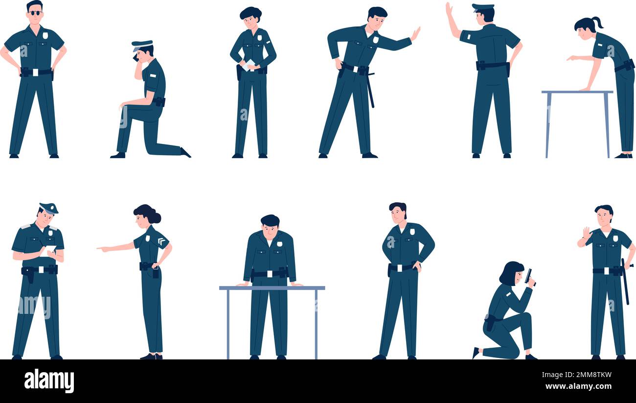 Personnages de policiers, agent de police et agent de sécurité. COP en ...