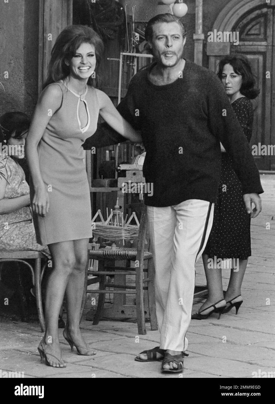 Hollywood actress Raquel Welch and Italian actor Marcello Mastroianni ...