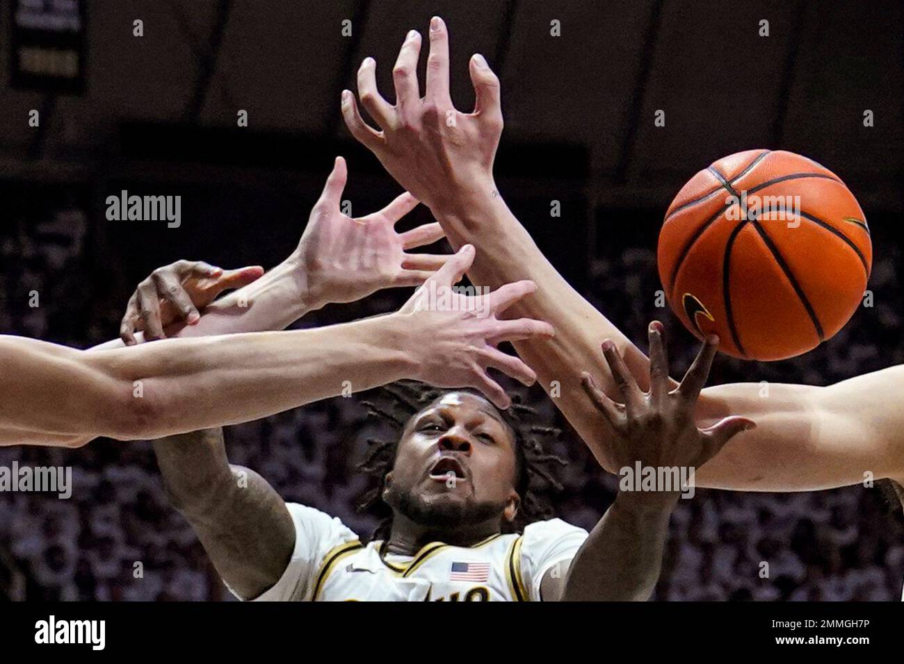 Purdue guard David Jenkins Jr., pictured, fights for a rebound with ...