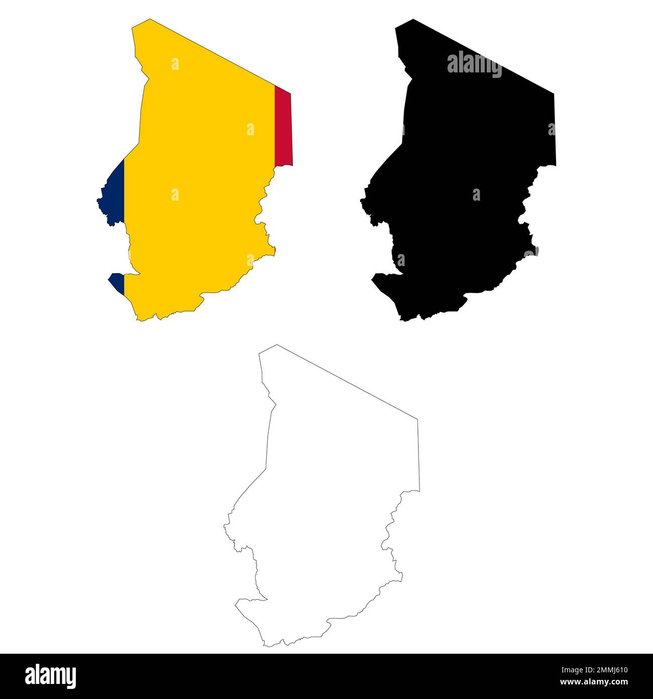 Carte du drapeau du Tchad. Carte du Tchad signe. Icône Chad Map. style ...