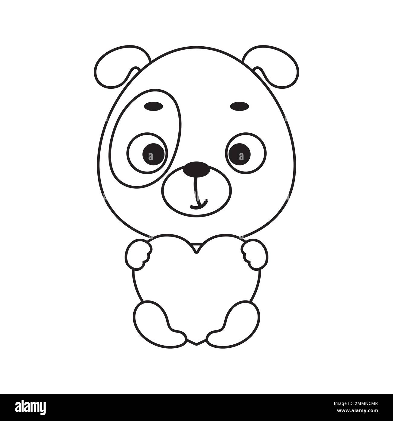Page de coloriage joli petit chien tient le coeur. Livre de coloriage ...