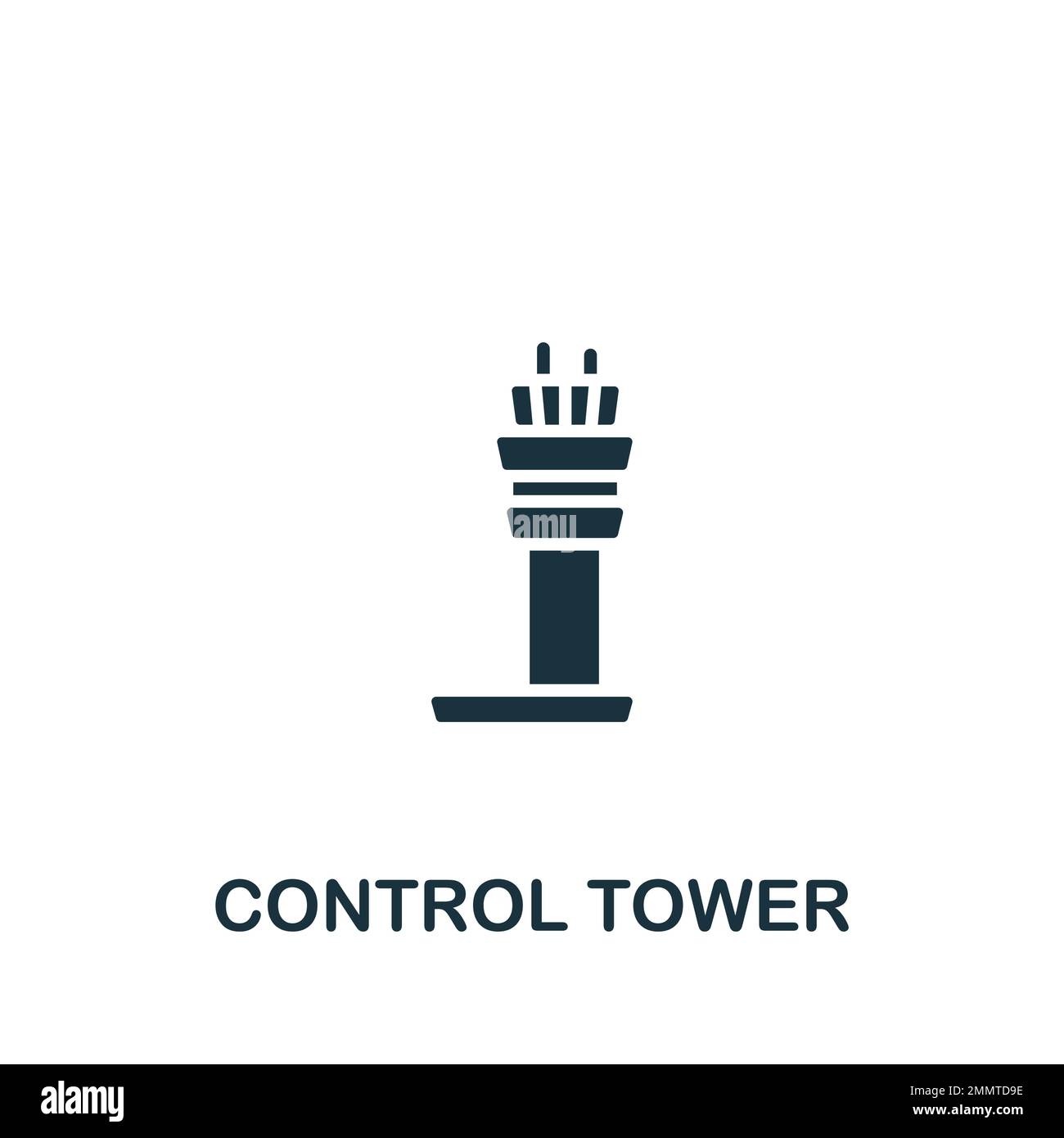 Icône de la tour de contrôle. Panneau monochrome simple de la ...