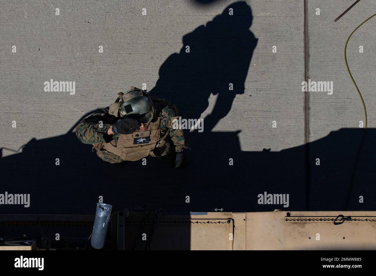 Une marine américaine avec 3D Bataillon 5th infanterie assure la ...