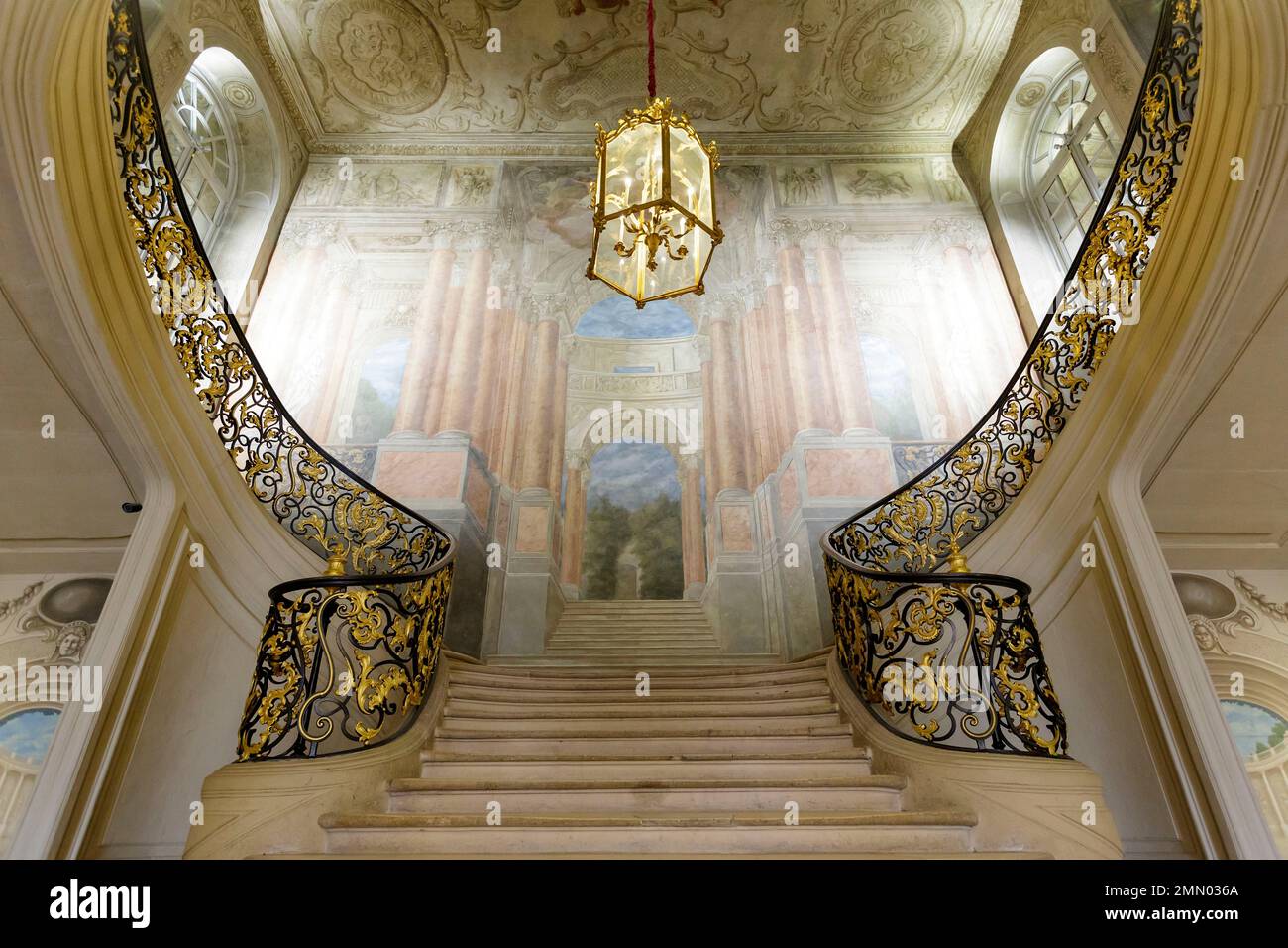France, Meurthe et Moselle, Nancy, grand escalier, main courante en fer forgé de Jean Lamour ...