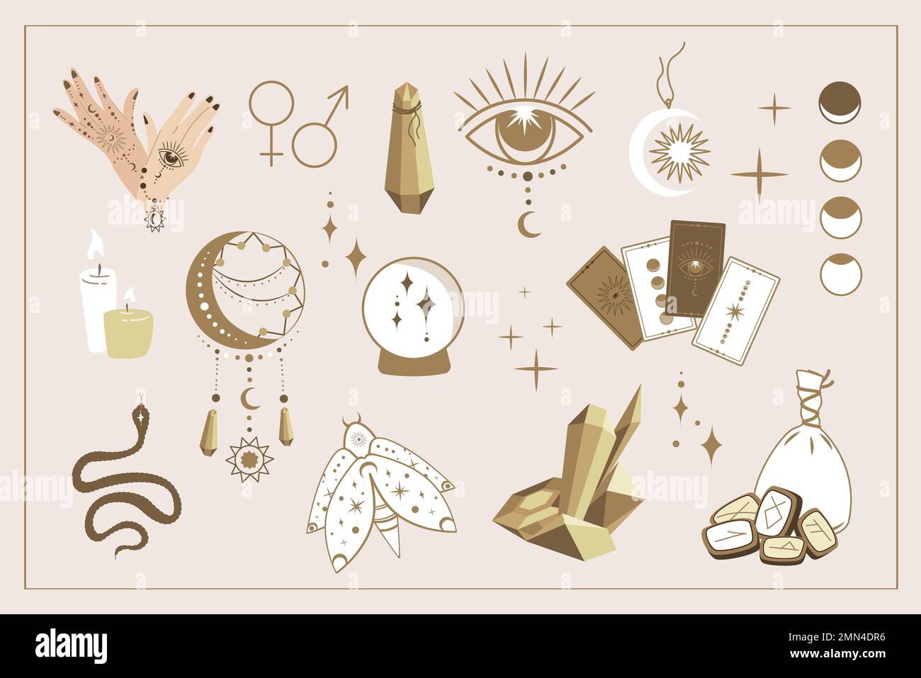 Collection de symboles magiques sorcières set.ésotérique,boho éléments ...