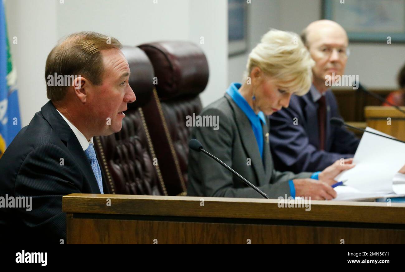 Oklahoma Corporation Commission Vice Chair Todd Hiett, left, speaks ...