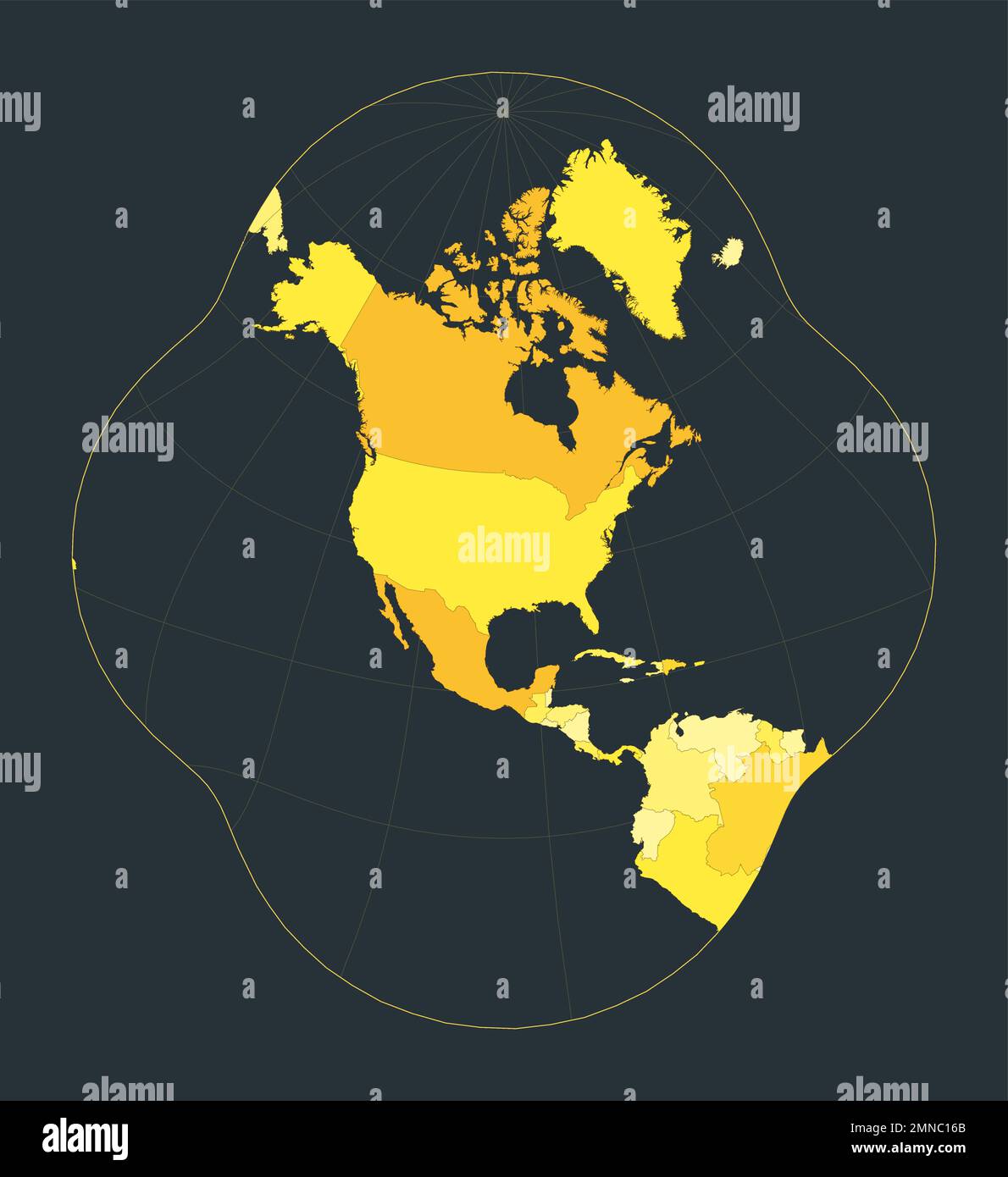 Carte du monde. Projection stéréographique modifiée pour les Etats Unis ...