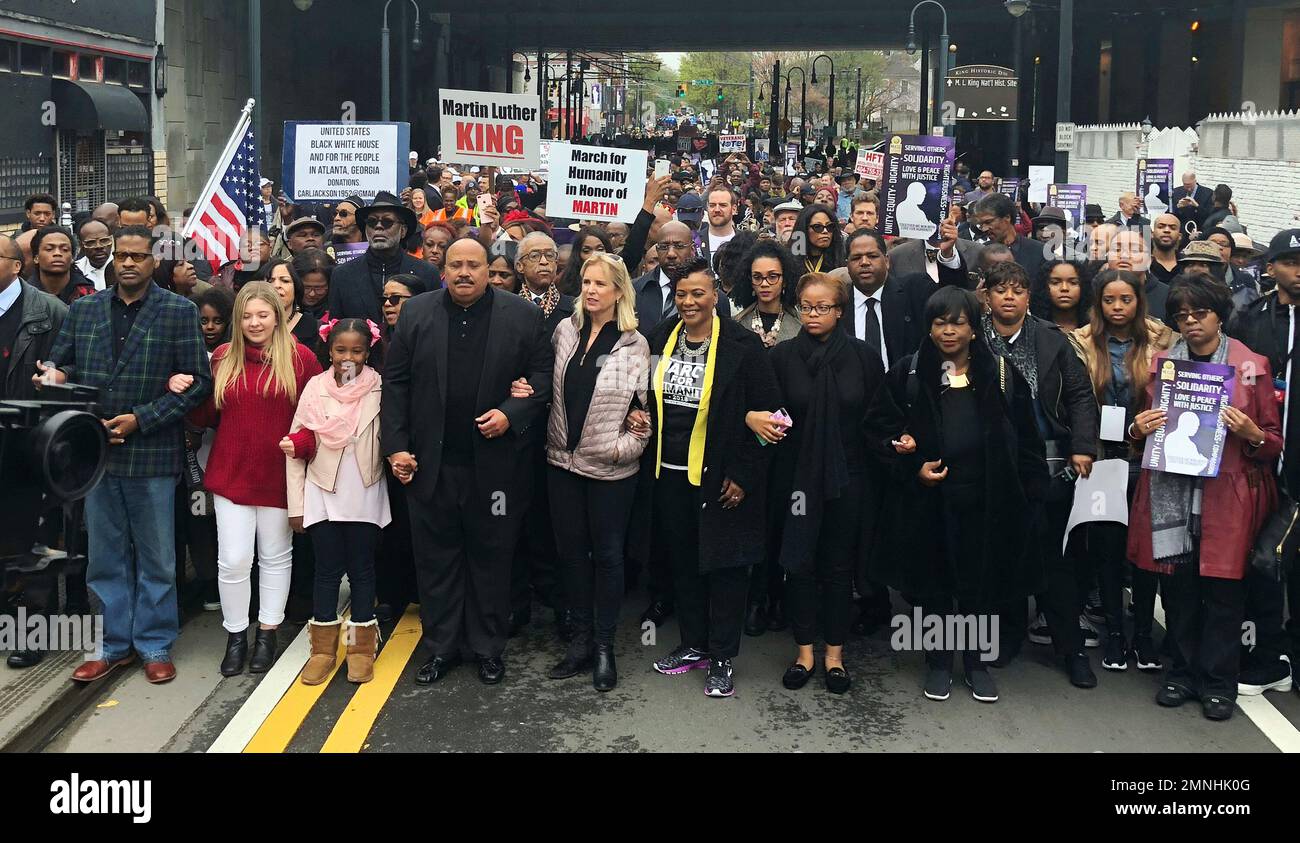 Martin Luther King III, fourth from left, leads the March for Humanity ...