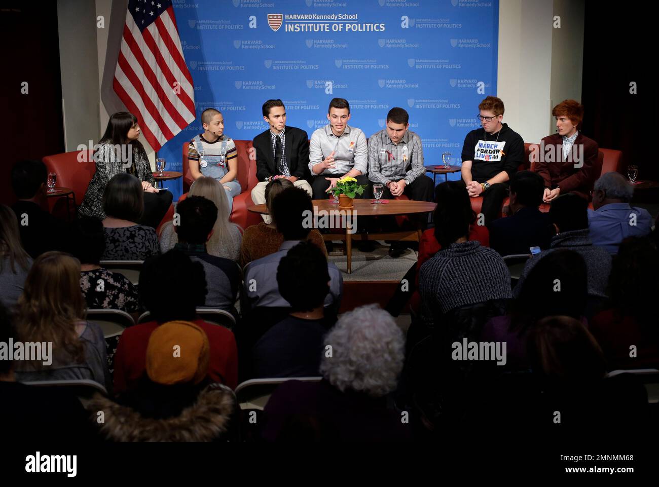 Moderator Meighan Stone, top left, looks on as Marjory Stoneman Douglas ...