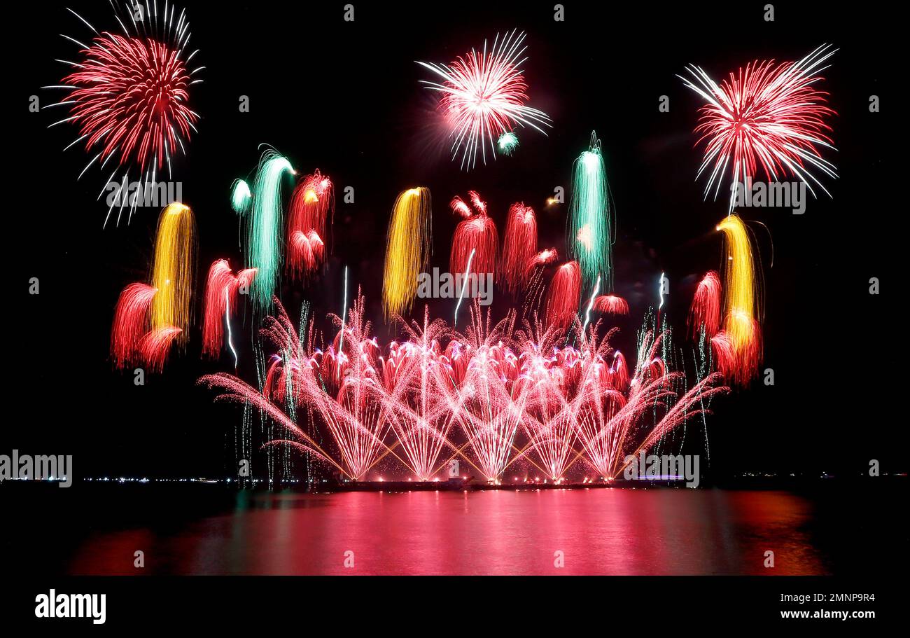 A fireworks display from Alessi Fuochi Artificiali of Italy is launched ...