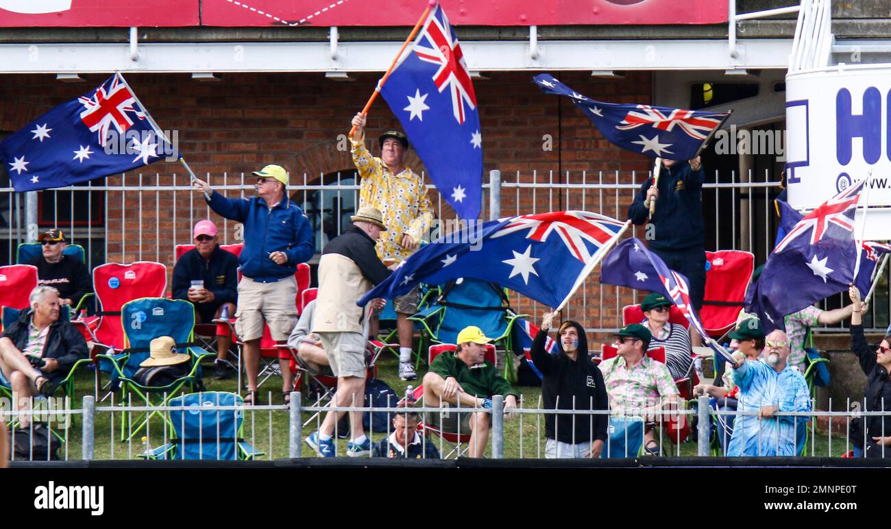 Australian supporters on the first day of the second cricket test ...