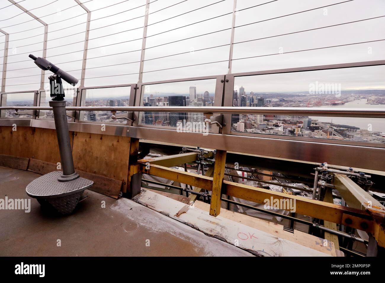 Parts of the exterior observation deck wall are missing at the Space ...