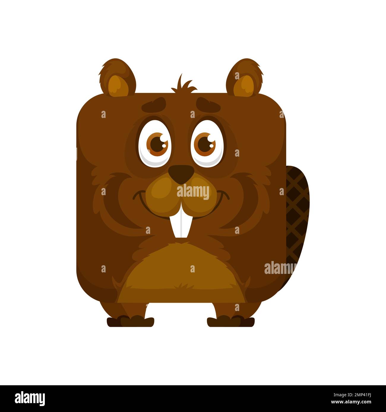 Dessin animé de castor kawaii carré visage emoji ou animal émoticon ...