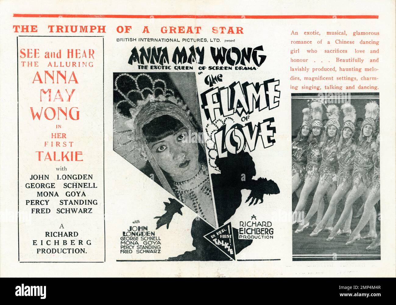 ANNA MAY WONG et JOHN LONGDEN dans LA FLAMME DE L'AMOUR aka HAI TANG ...
