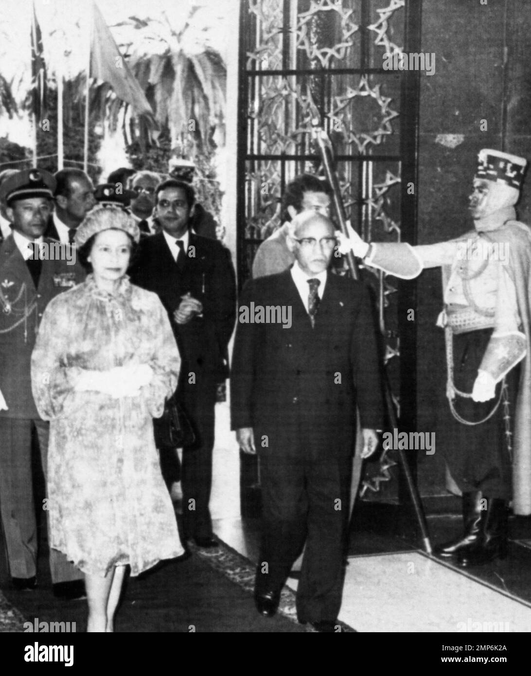 Queen Elizabeth II arrives at the Moroccan Parliament on Oct. 28, 1980 ...