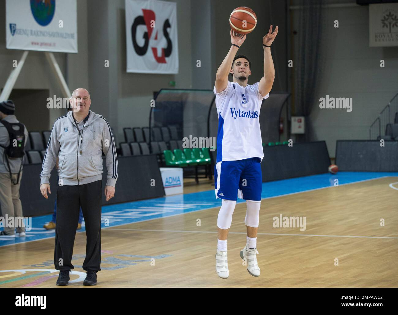 American basketball player LiAngelo takes part in a training session at ...