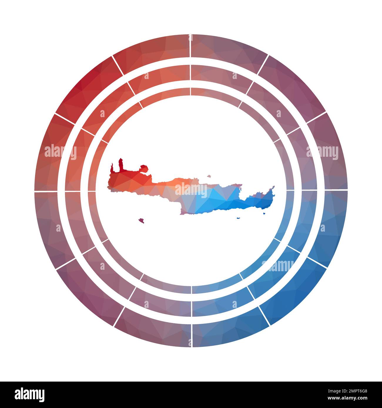 Badge Crète. Logo de l'îlot en dégradé de couleurs dans un style poly ...