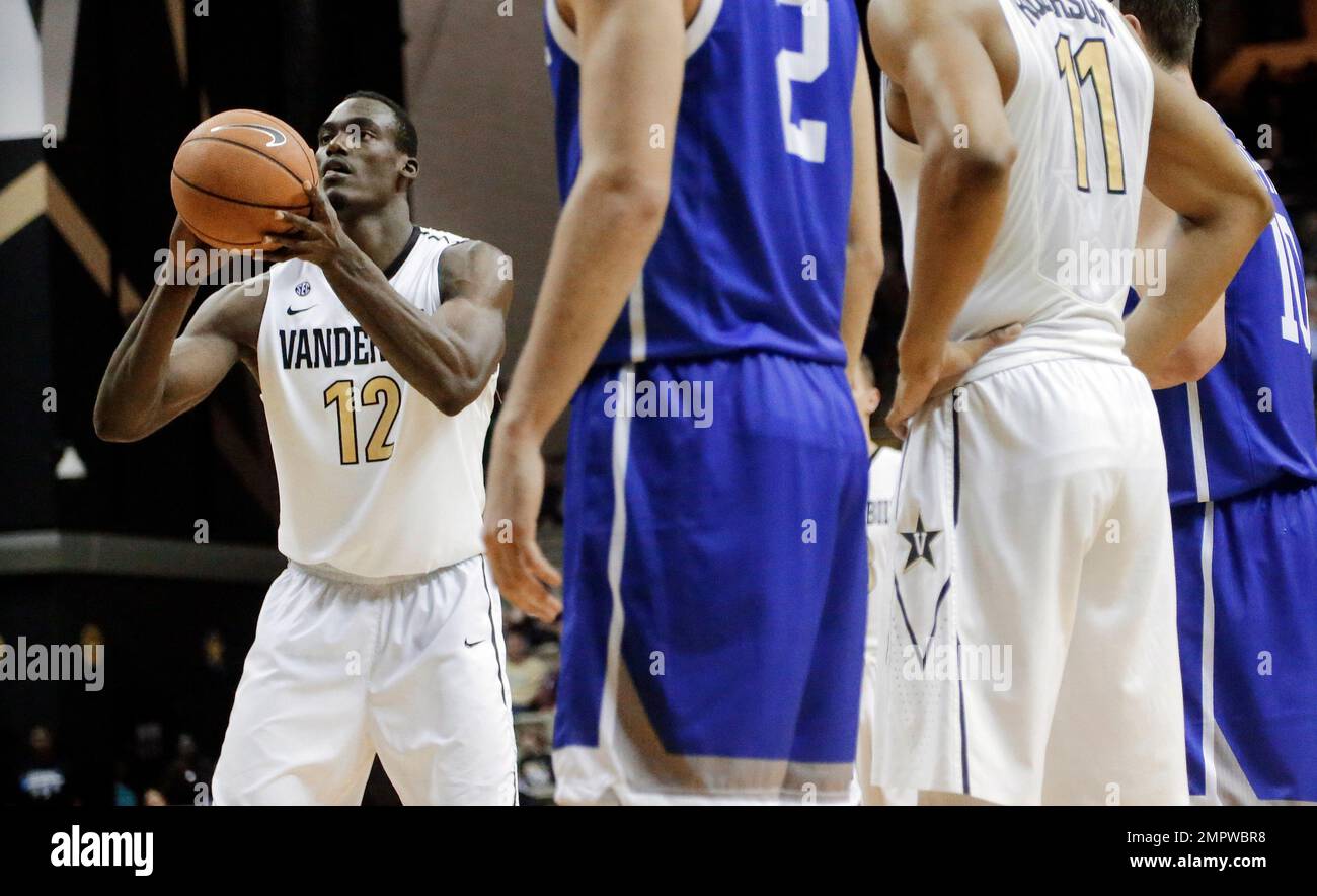 Vanderbilt center Djery Baptiste (12) shoots a free throw against UNC ...