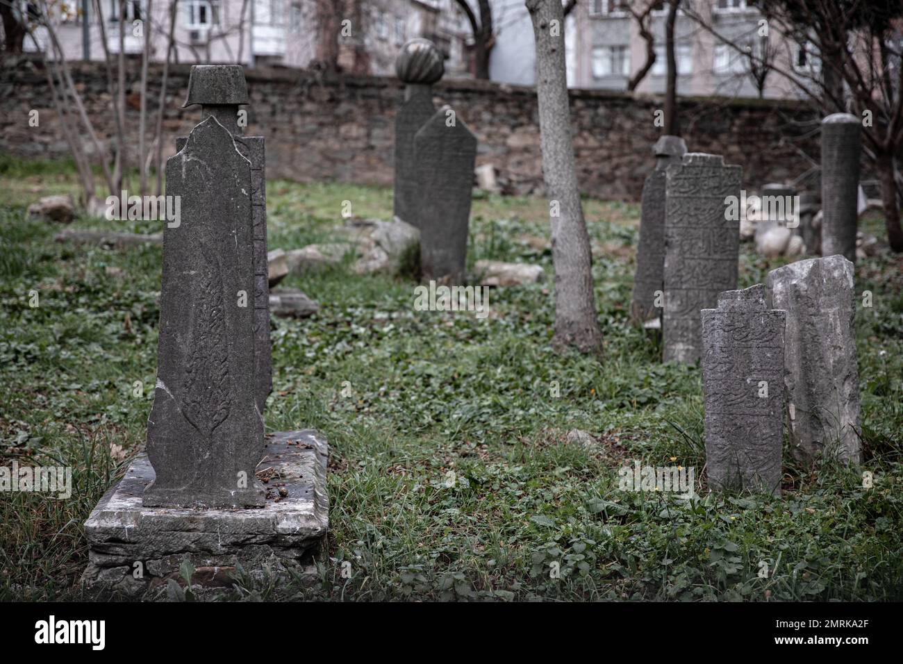 Quelques pierres tombales ont été trouvées pour avoir des motifs. On voit que le cimetière ...